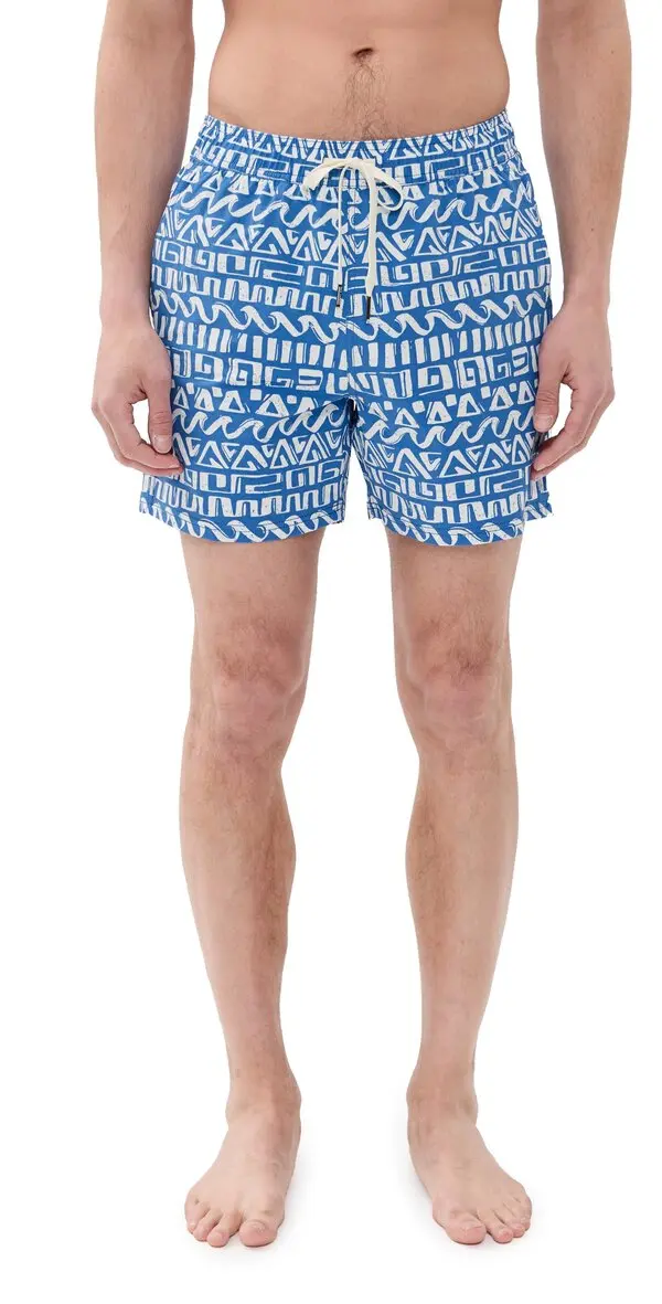 FAIR HARBOR Bungalow 5" Swim Trunks - Blue Water Waves