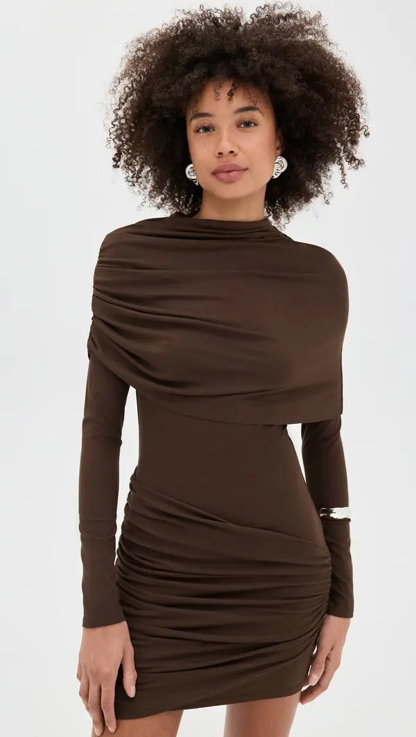 brown draped mini dress RYLAND DRAPED MINI DRESS main image 0