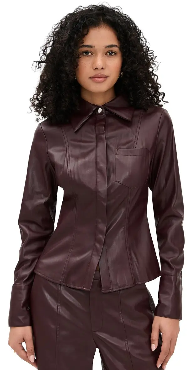 MADISON THE LABEL Lowen Faux Leather Shirt