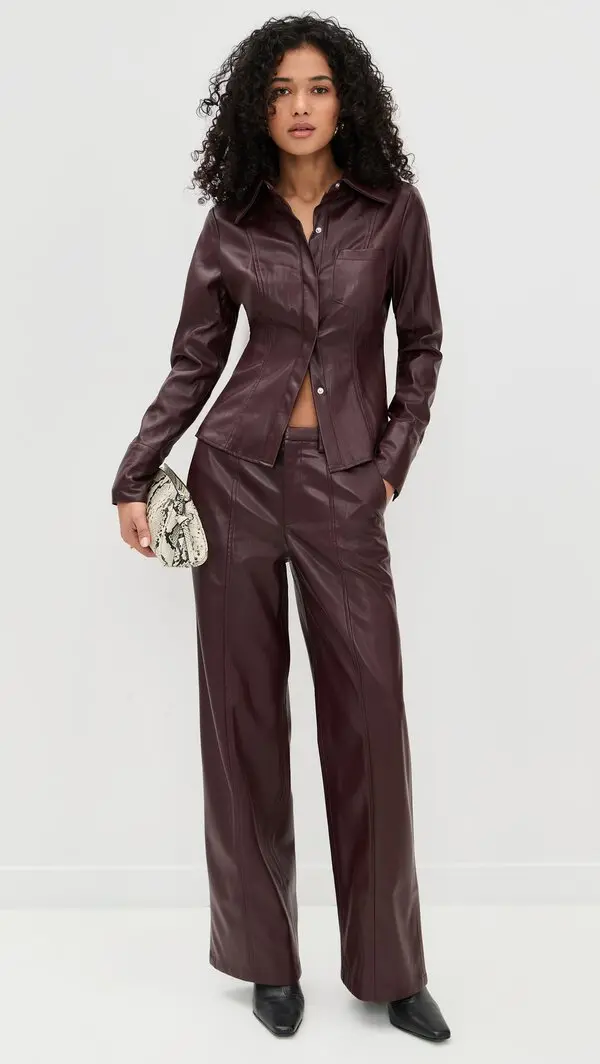 MADISON THE LABEL Lowen Faux Leather Shirt