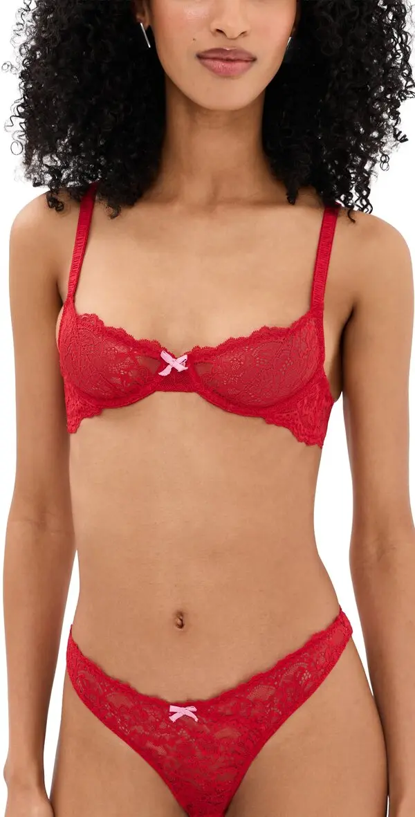 Fleur Du Mal Bianca Lace Balconette Bra - Rouge