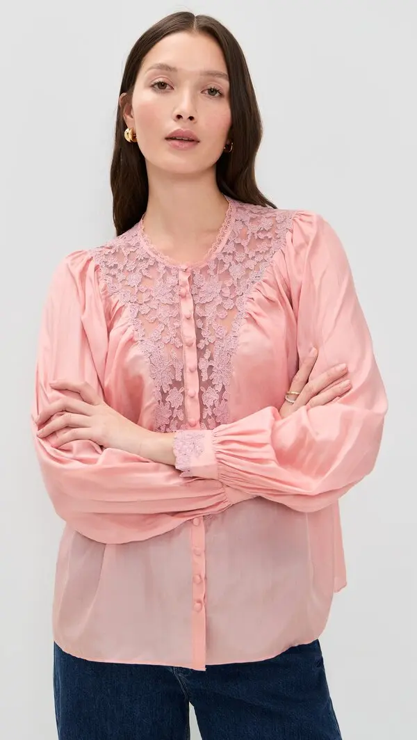 LoveShackFancy Carine Silk Top