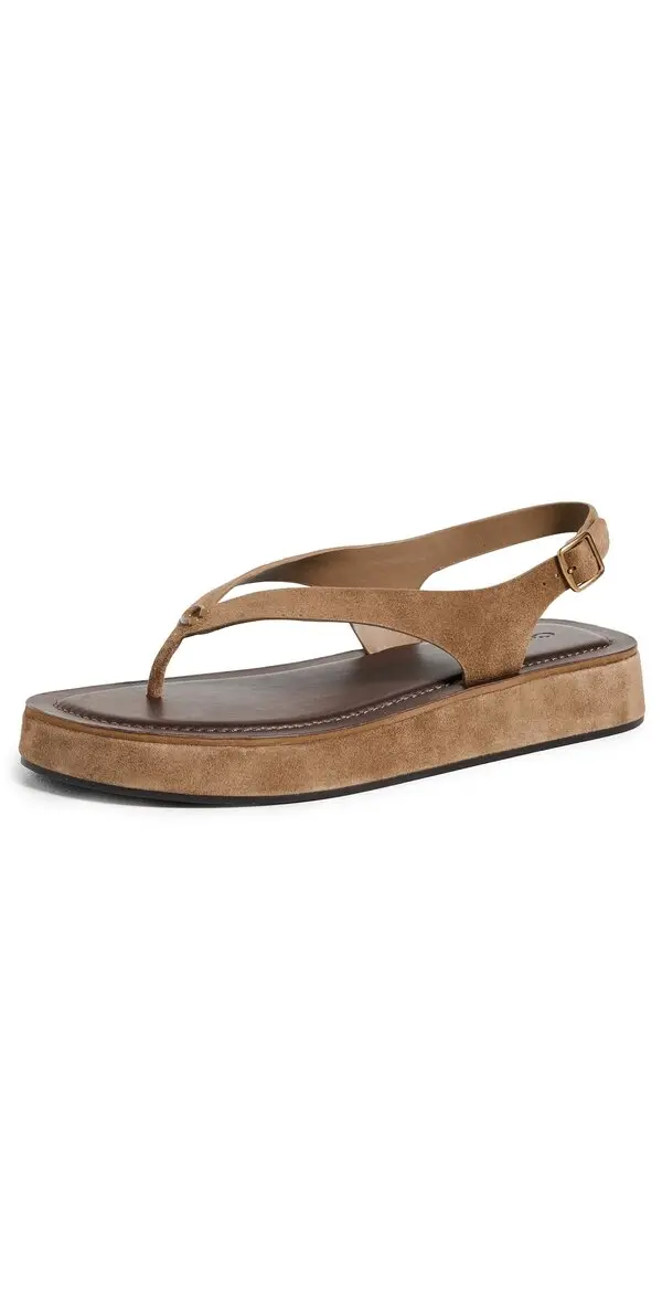 COACH Sculpted C Platform Suede Thong Sandals