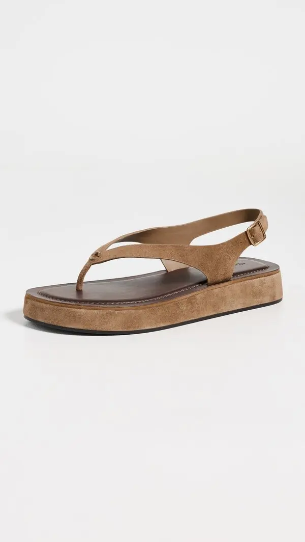 COACH Sculpted C Platform Suede Thong Sandals