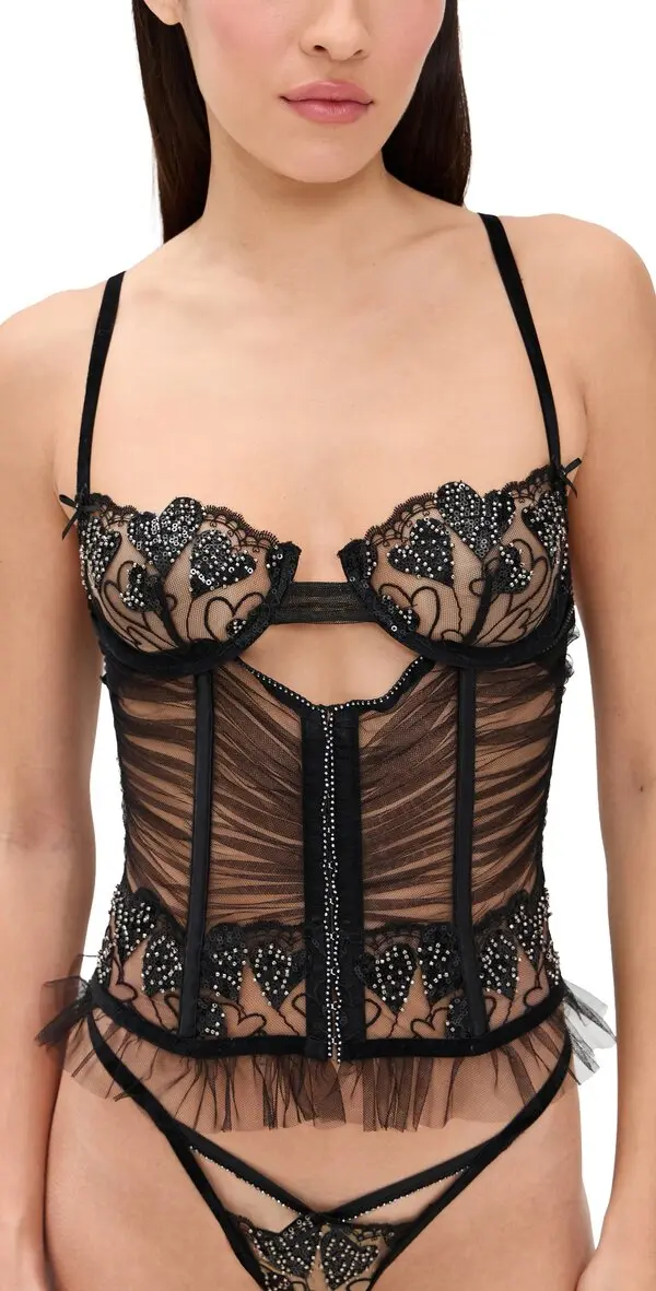 For Love & Lemons Dark Romance Bustier Bra Top - Black