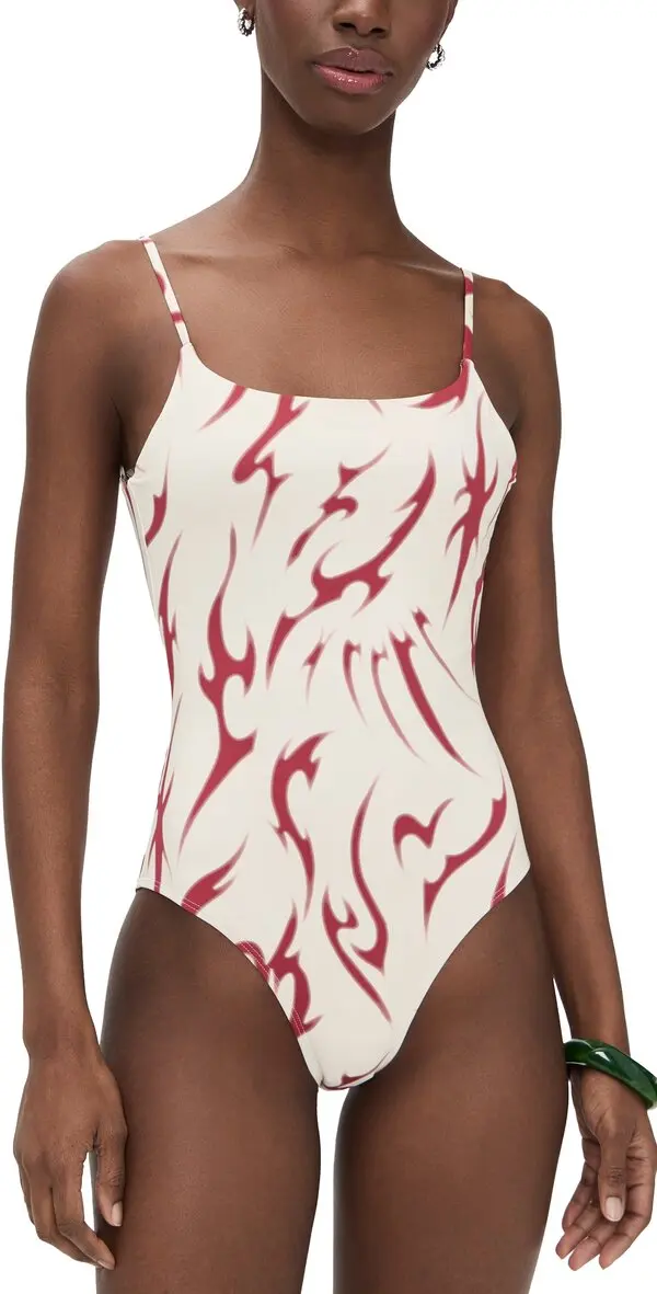 Oas Tribalo Brisa Printed One Piece Bathing Suit - Red