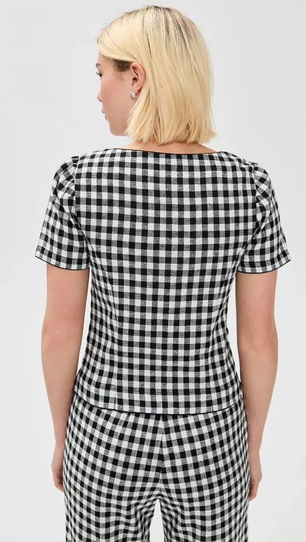 Ciao Lucia Nadia Checkered Linen Top