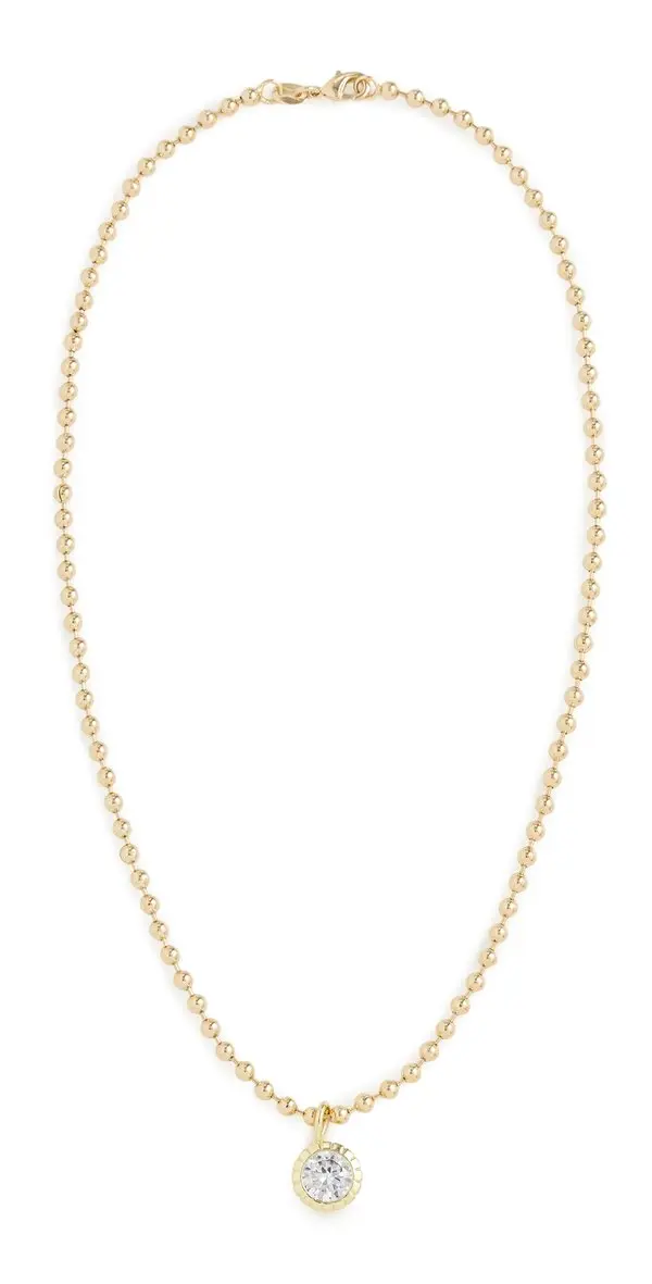 Alexa Leigh Round Bezel Ball Chain Necklace - Yellow Gold