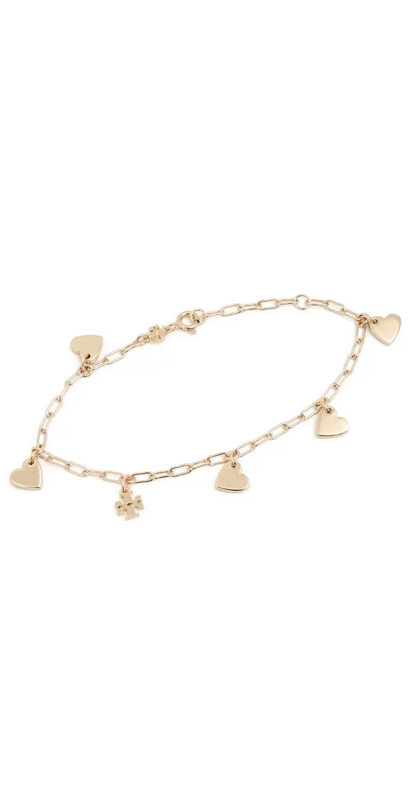 Tory Burch Good Luck Chain Heart Bracelet - Tory Gold