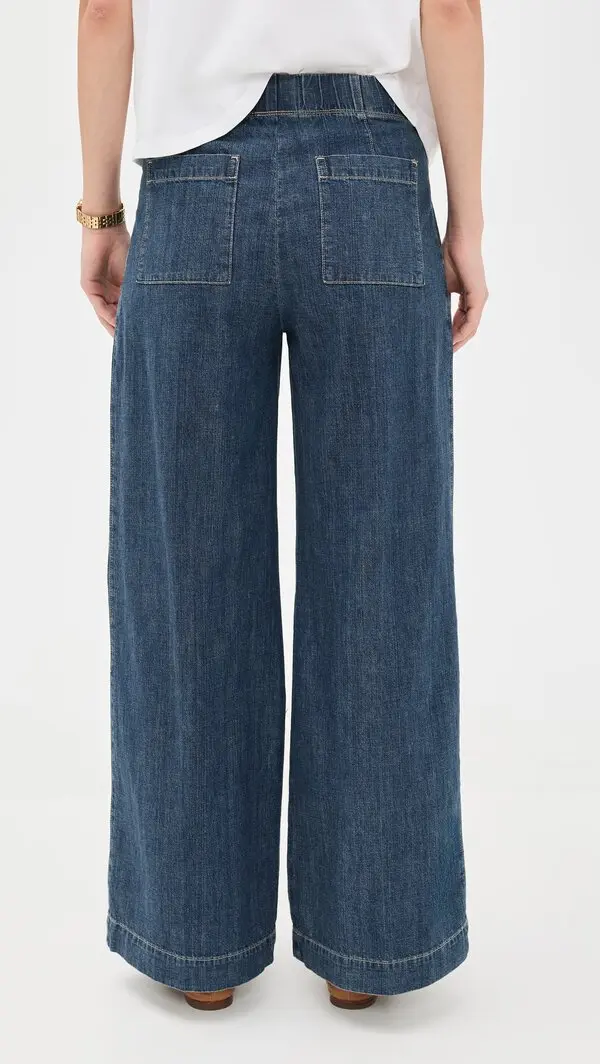 JAMES PERSE Denim Pleated Wide Leg Pants