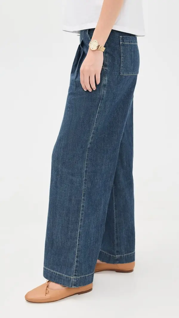 JAMES PERSE Denim Pleated Wide Leg Pants