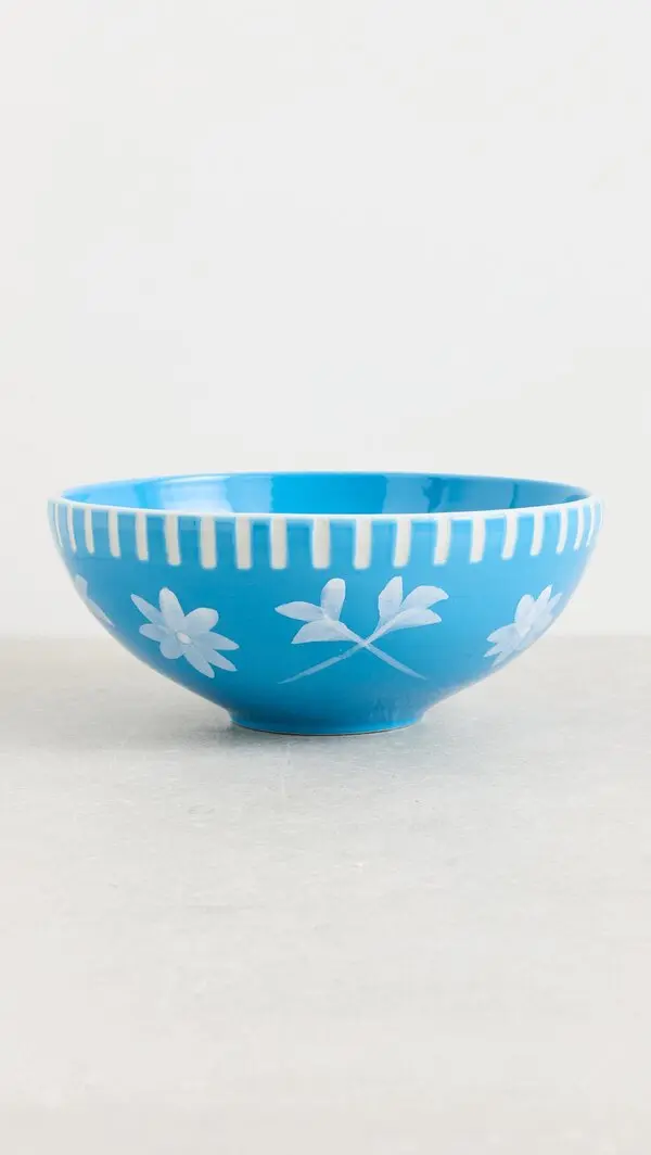 Carolina K Handpainted Flower Bowl - Blue