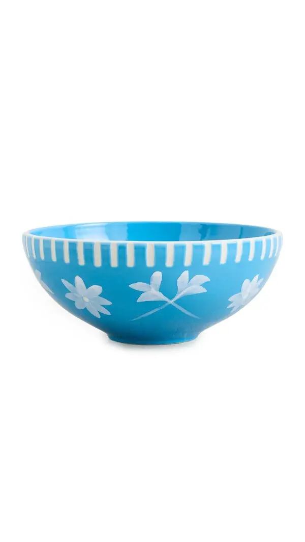Carolina K Handpainted Flower Bowl - Blue