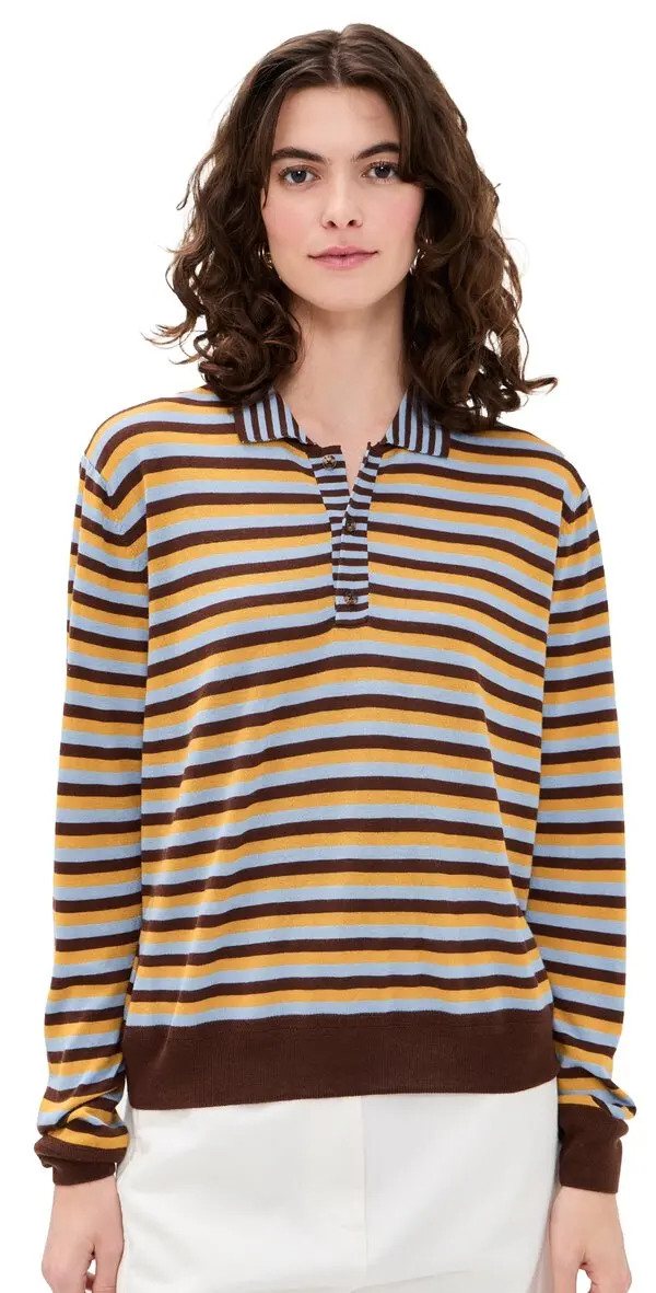 LA LIGNE Multi Stripe Ben Polo Sweater