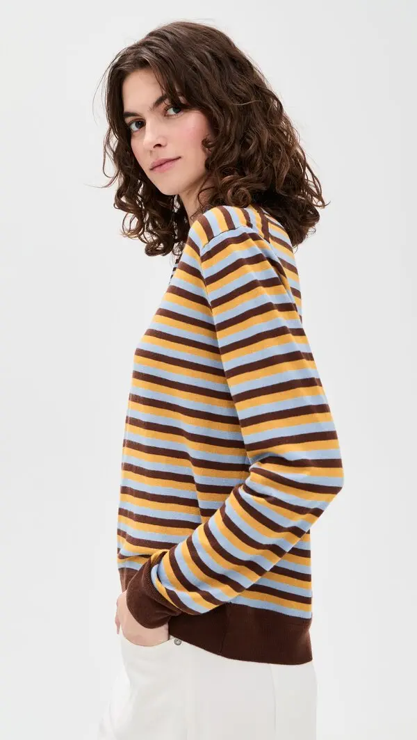 LA LIGNE Multi Stripe Ben Polo Sweater