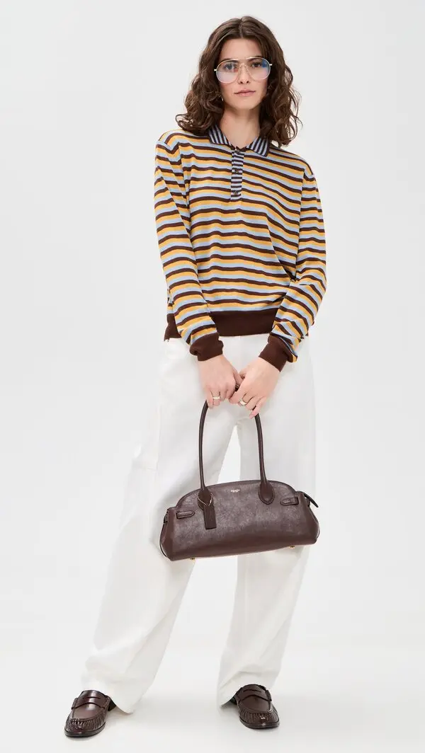 LA LIGNE Multi Stripe Ben Polo Sweater