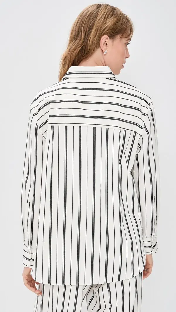 Vince Resort Stripe Oversized Shirt - B'white/black