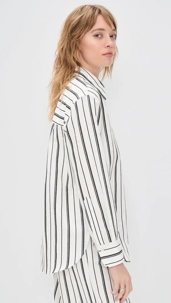 Vince Resort Stripe Oversized Shirt - B'white/black