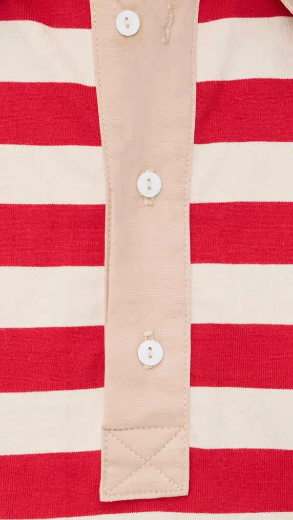 STATE & LAKE Striped Jersey Polo - Red/ivory