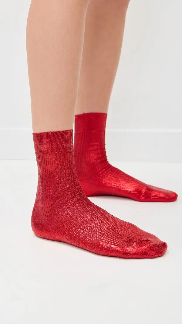 Maria La Rosa Laminated Ribbed Silk Socks