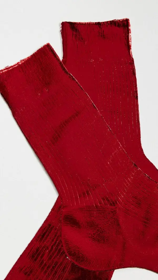 Maria La Rosa Laminated Ribbed Silk Socks