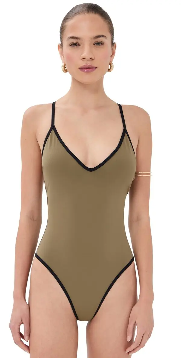 Staud Skya One-piece - Thyme/black