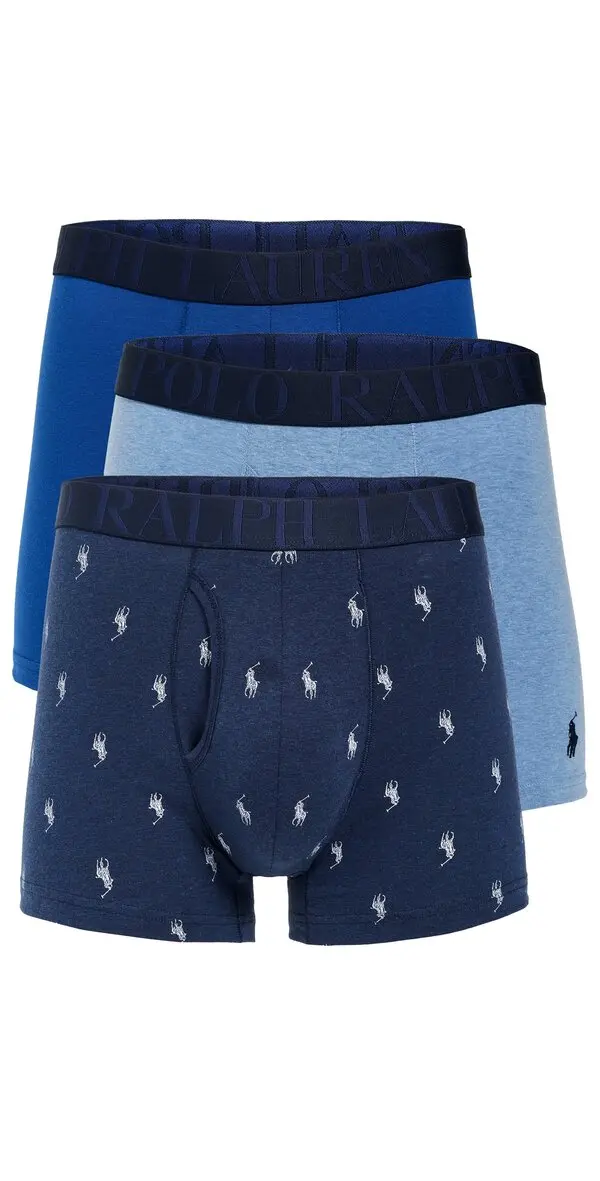 Polo Ralph Lauren Stretch Classic Fit Trunks 3 Pack - Pale Royal/monroe/blue Saturn