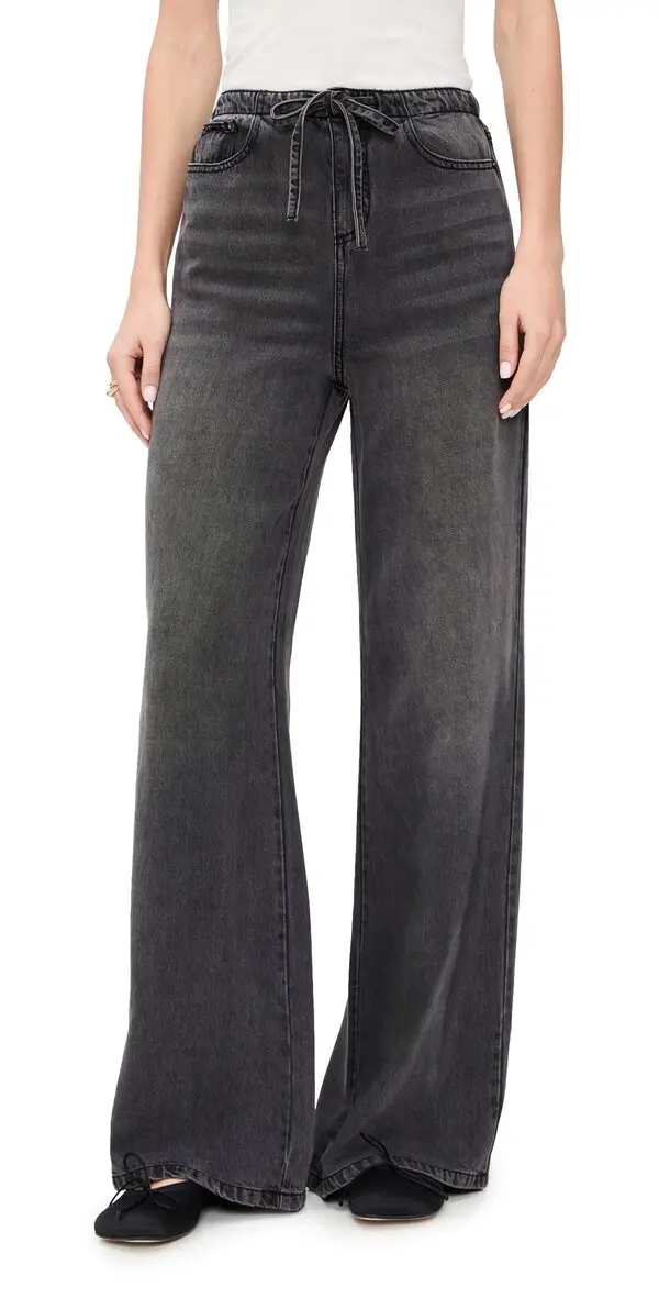 Splendid Lounge Denim Wide Leg Pants - Charcoal
