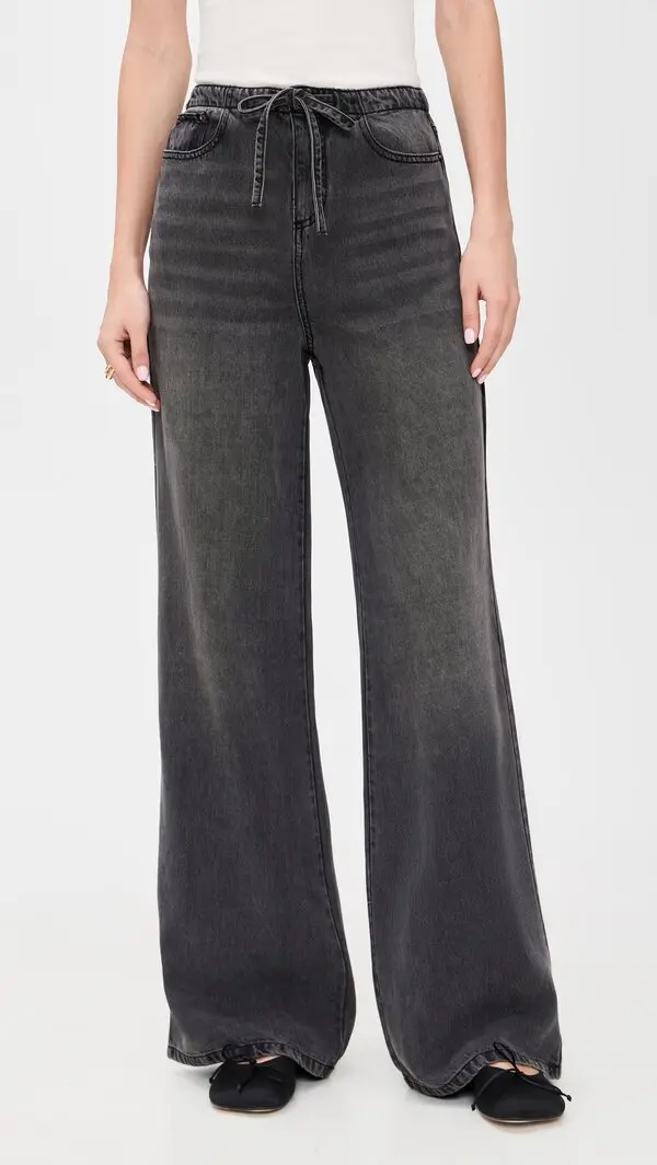 Splendid Lounge Denim Wide Leg Pants - Charcoal