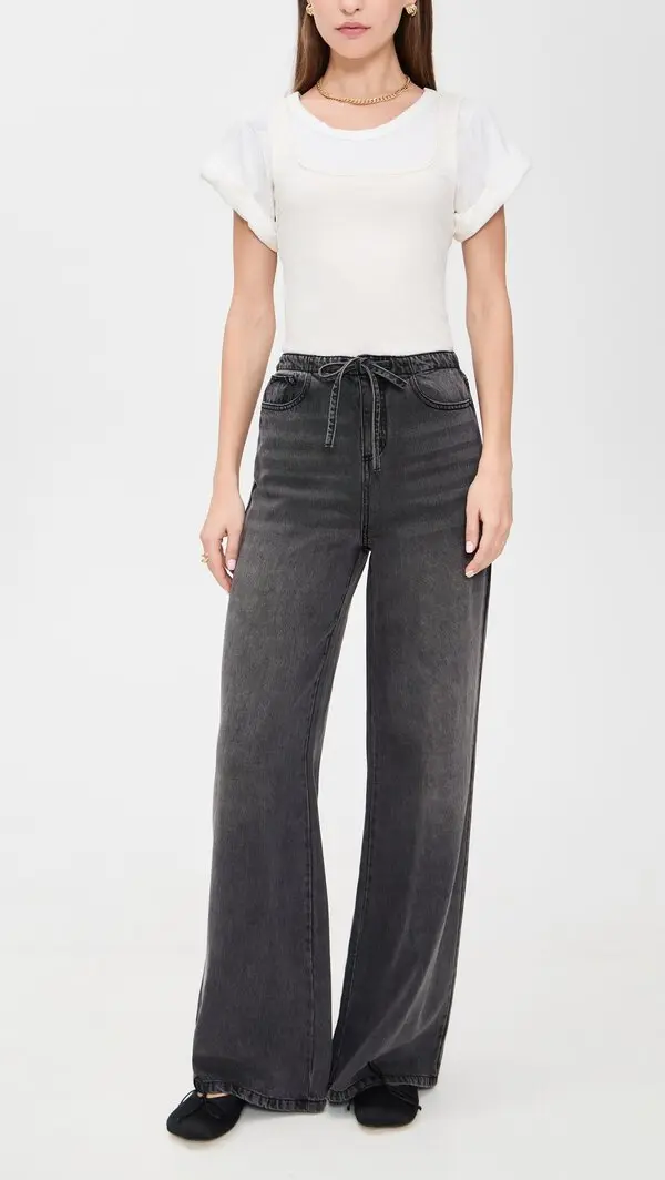 Splendid Lounge Denim Wide Leg Pants - Charcoal