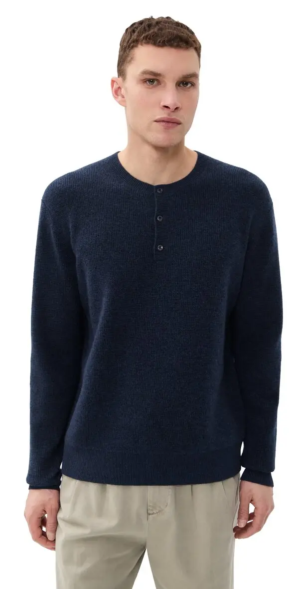 THE ELDER STATESMAN Waffle Thermal Cashmere Henley
