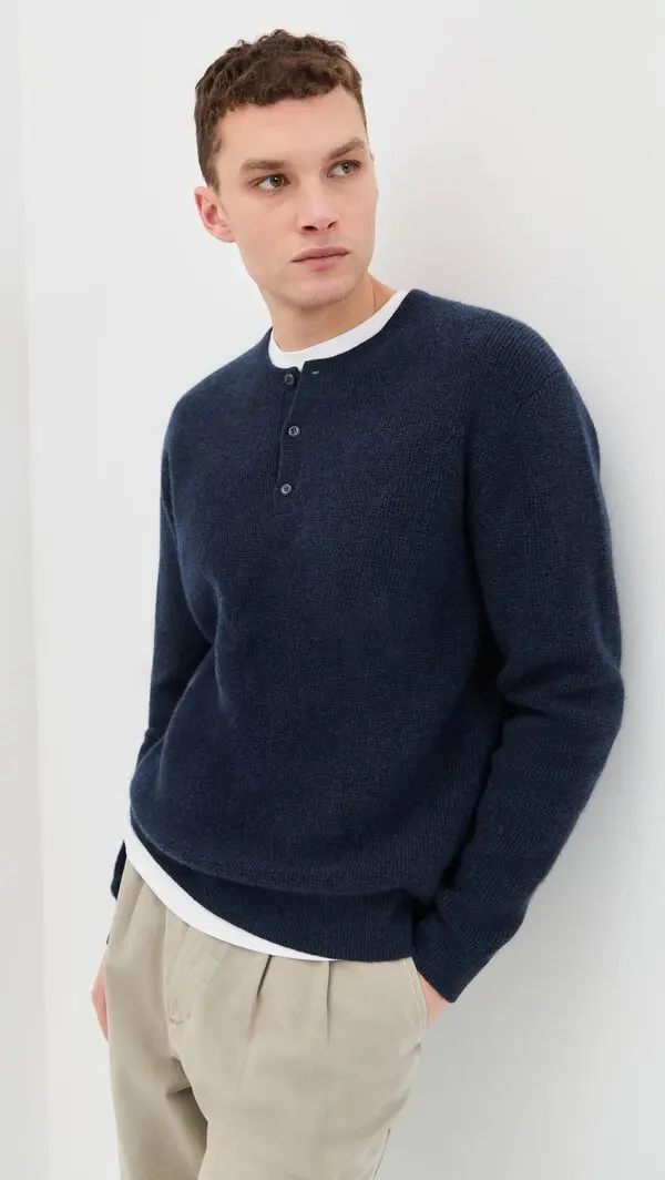 THE ELDER STATESMAN Waffle Thermal Cashmere Henley