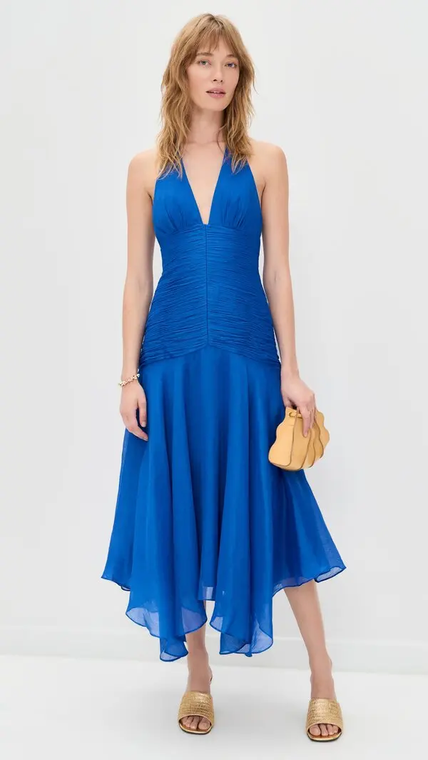 Amur Lirielle Halter Dress In Cobalt | Editorialist