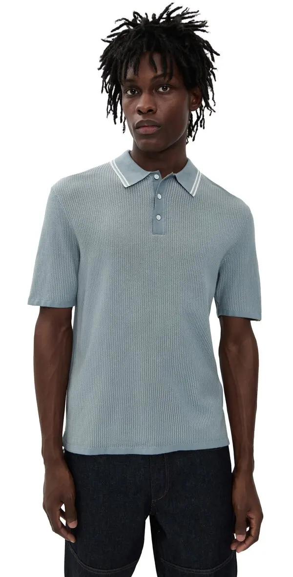 Rag & Bone Harvey Tipped Polo - Lblue