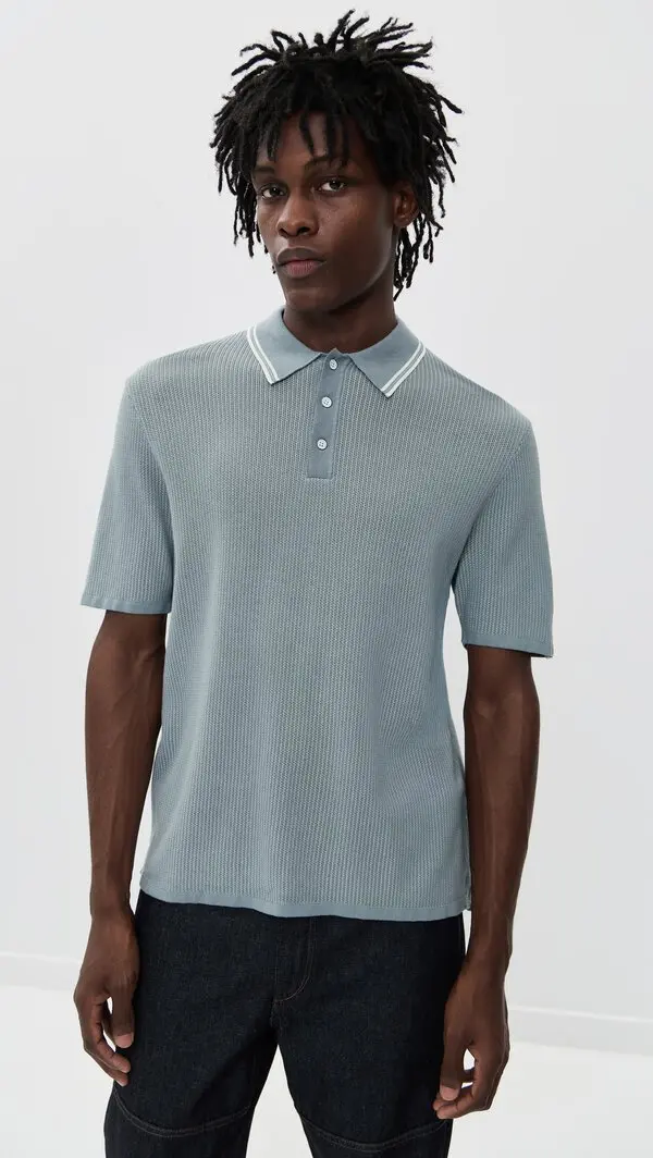 Rag & Bone Harvey Tipped Polo - Lblue