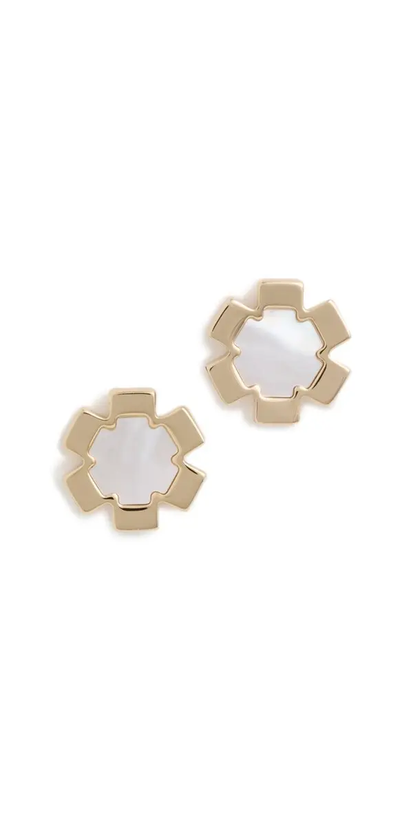 Tory Burch Forget Me Not Mother-of-pearl Stud Earrings - Tory Gold/mother Of Pearl
