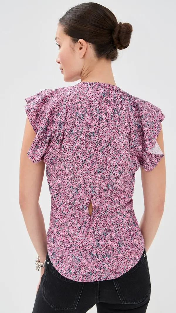 Isabel Marant Étoile Lona Floral Print Ruched V-neck Top - Pink
