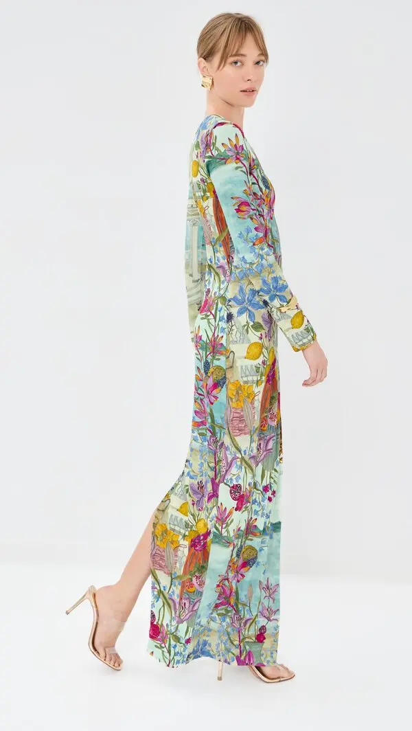 ISLA & WHITE Floral Print Maxi Dress