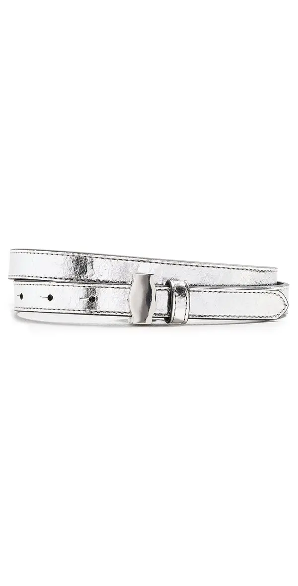 Veronica Beard Crinkle Leather Dash Belt - Silver