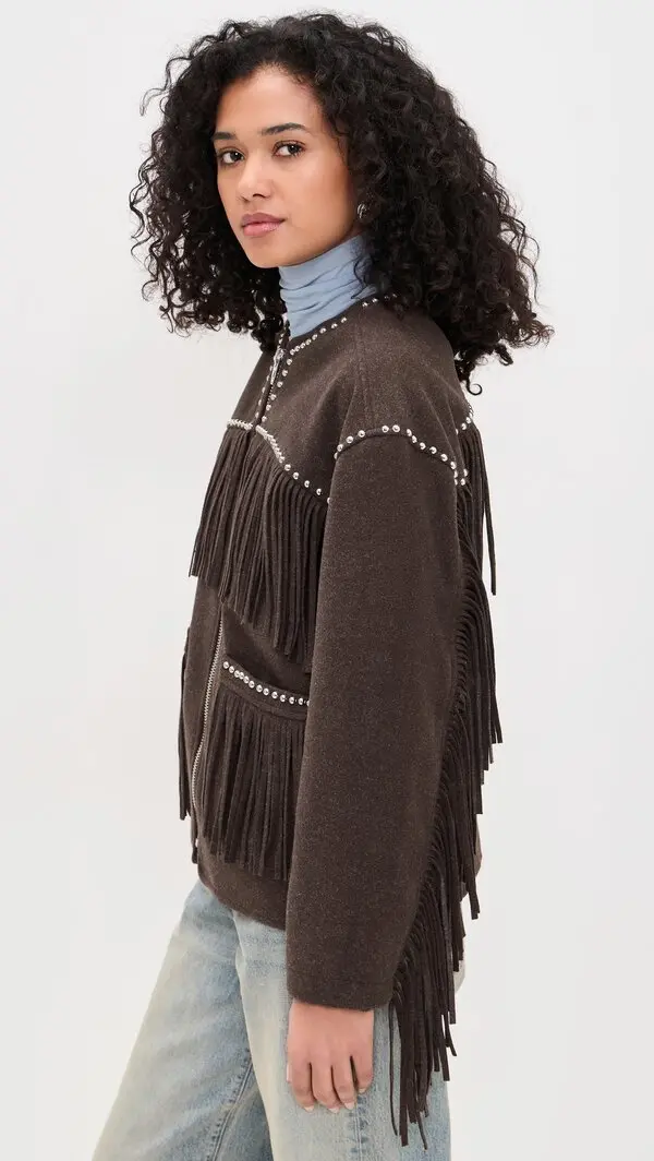 Blanknyc Faux Suede Fringe Benefits Jacket