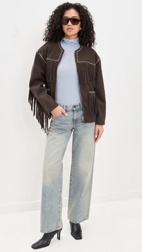 Blanknyc Faux Suede Fringe Benefits Jacket