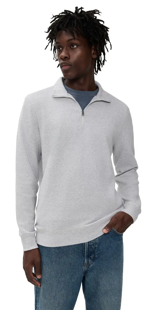 Faherty Brand Legend Quarter Zip Sweater - Light Heather Grey