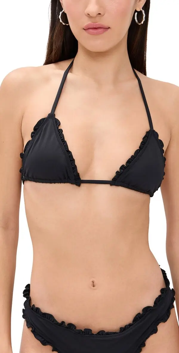 Frankies Bikinis Nick Ruffle Bikini Top - Black