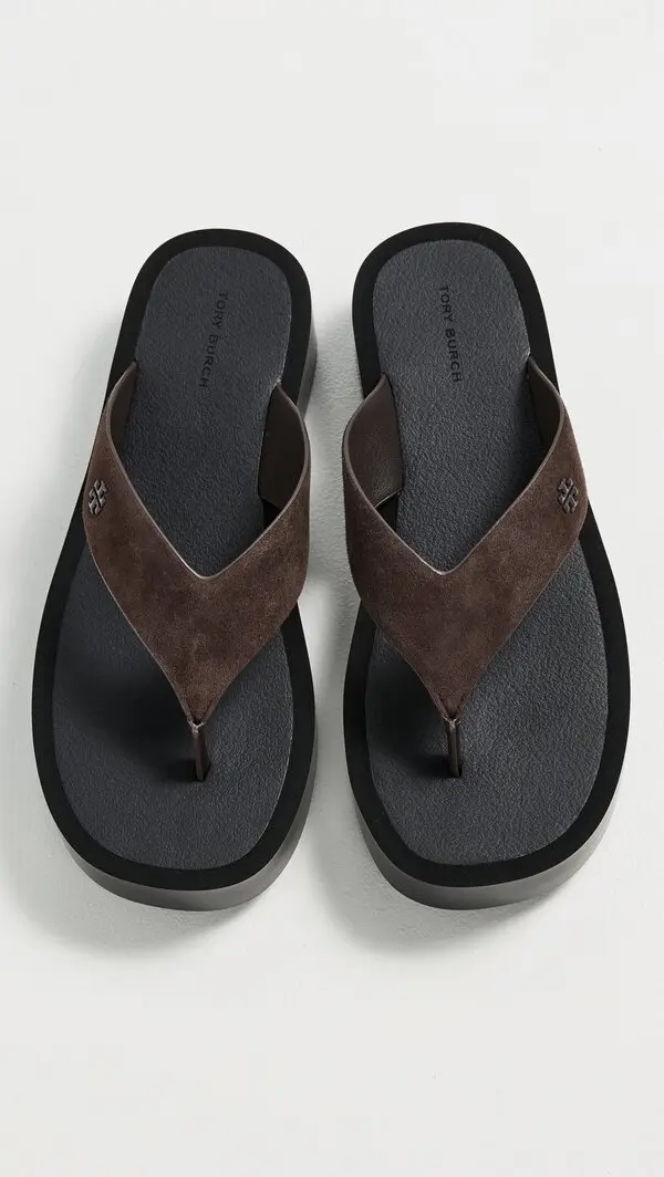 Tory Burch Leather Platform Flip Flops