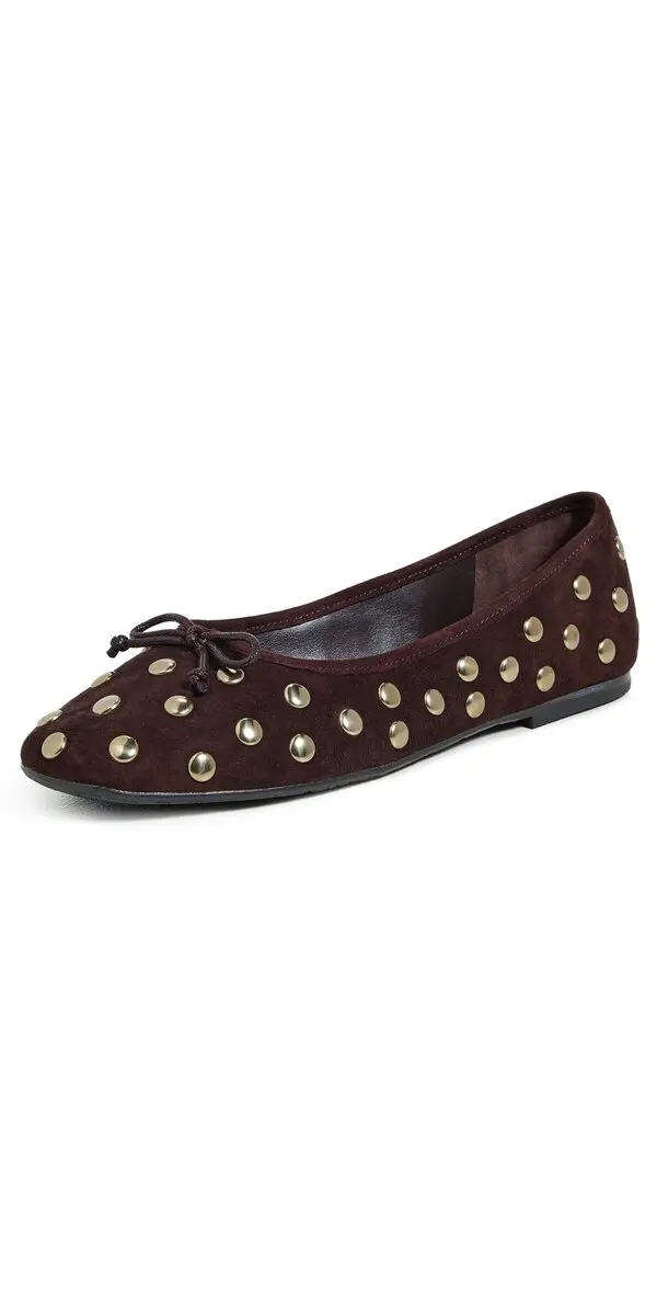 Sam Edelman Alie Studded Suede Flats - Café Noir Suede
