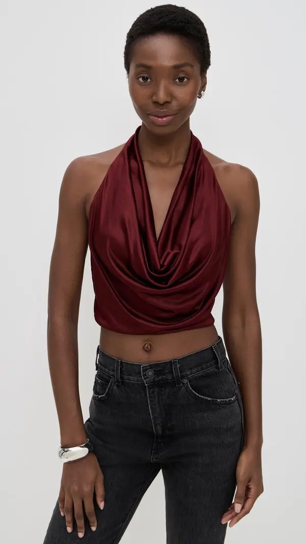 Alice + Olivia Ayanna Cowl Halter Top