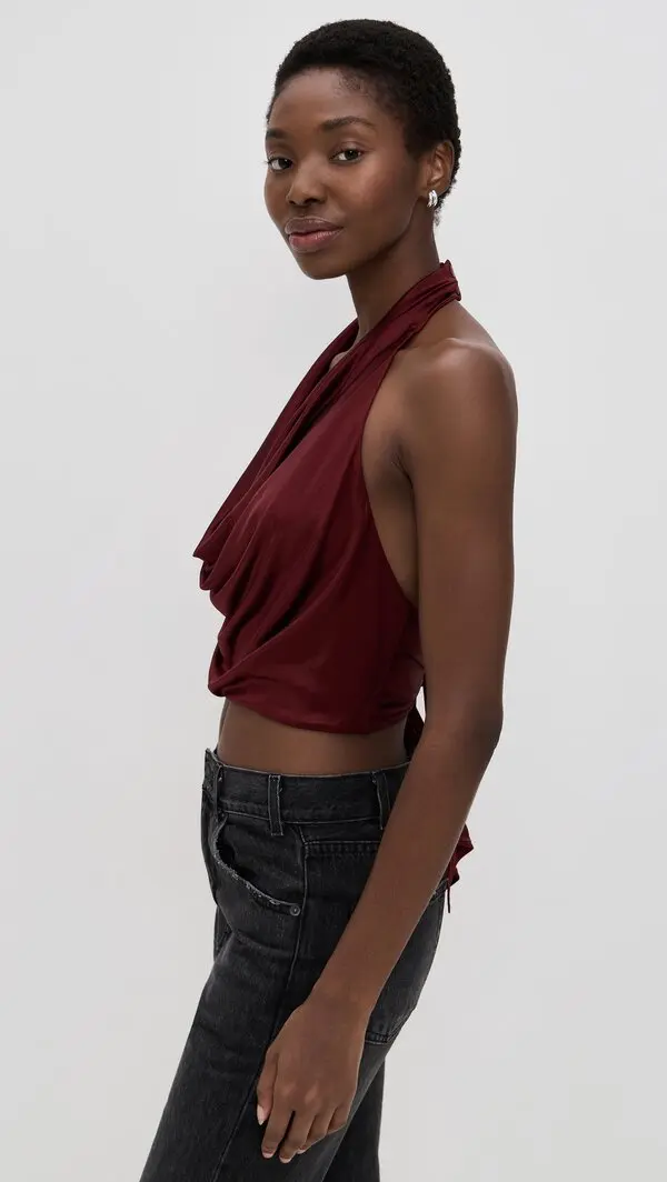 Alice + Olivia Ayanna Cowl Halter Top