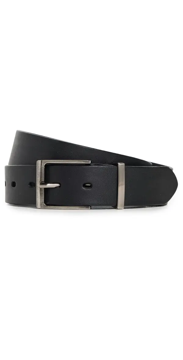 LES DEUX Walker Leather Belt - Black/black