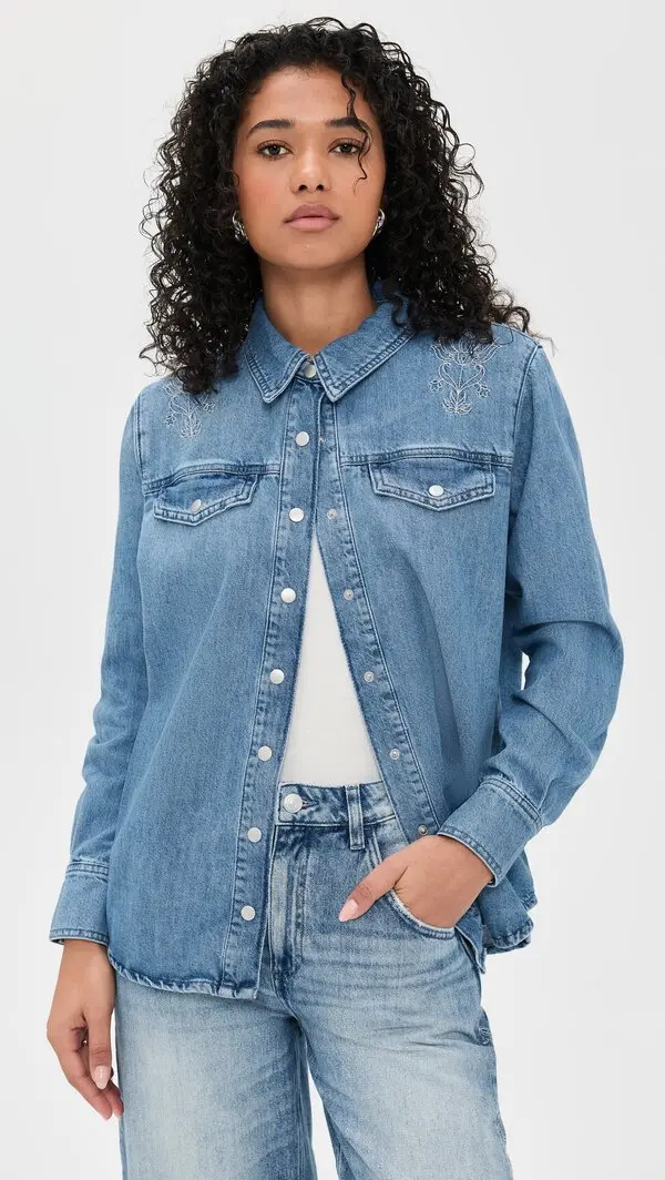 SEVENTY + MOCHI Juno Embroidered Denim Shirt