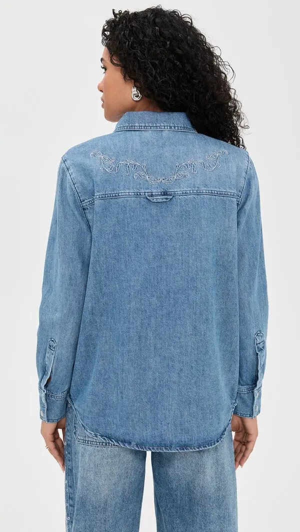 SEVENTY + MOCHI Juno Embroidered Denim Shirt